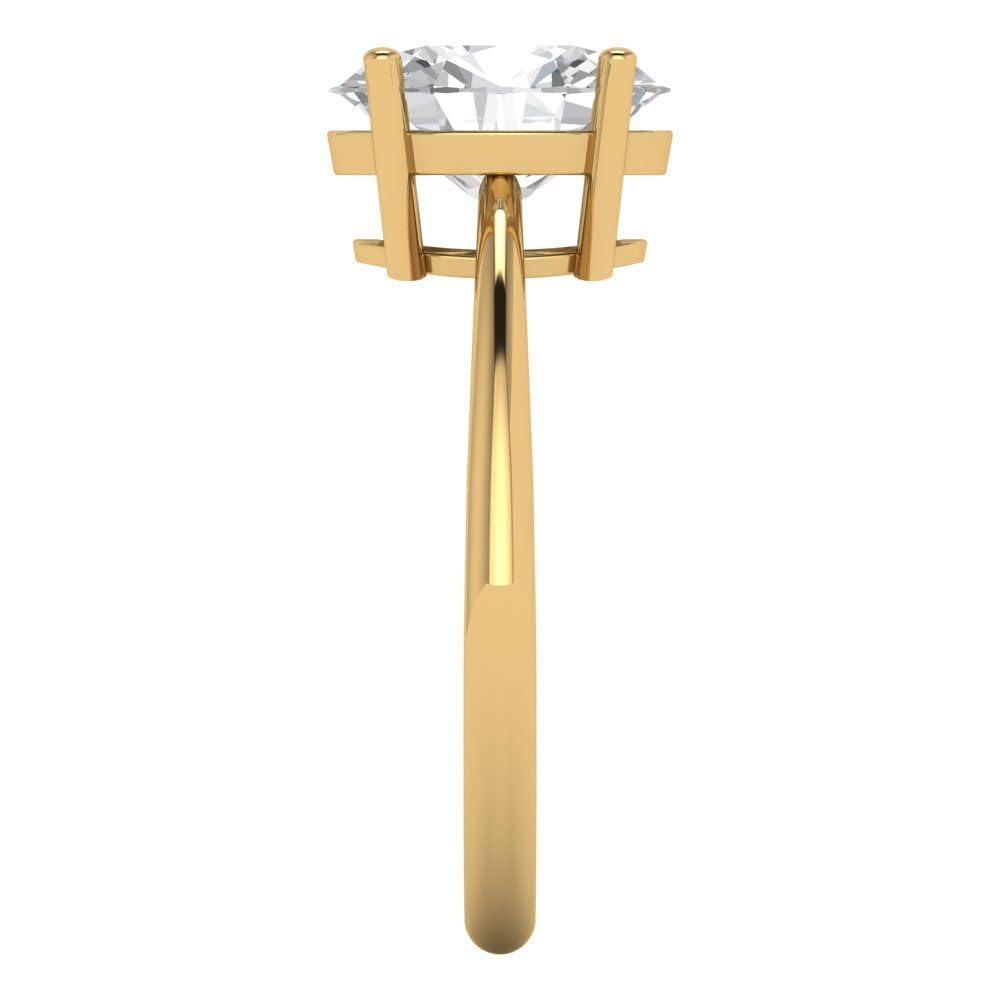 Clara Pucci Yellow 14k Solid Gold Solitaire anniversary Engagement Promise Bridal Ring - 2 Carat Oval Cut Clear Simulated Diamond Size - 7.25