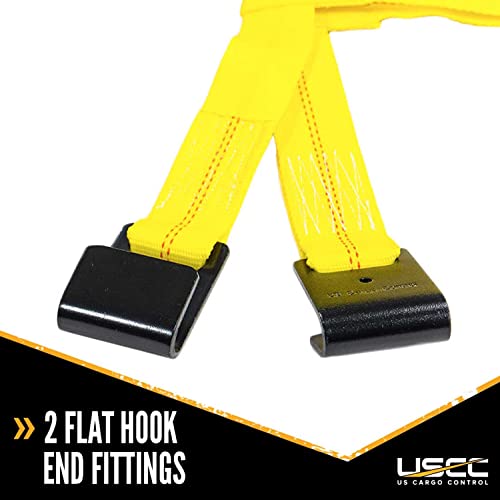 US Cargo Control Tow Dolly Basket Strap, Yellow Car Dolly Strap with Flat Hook End Fittings, Great for Tow Dolly Car Hauling, Fits Most 14-17 Inch Wheels, 3,333 Pound Working Load Limit