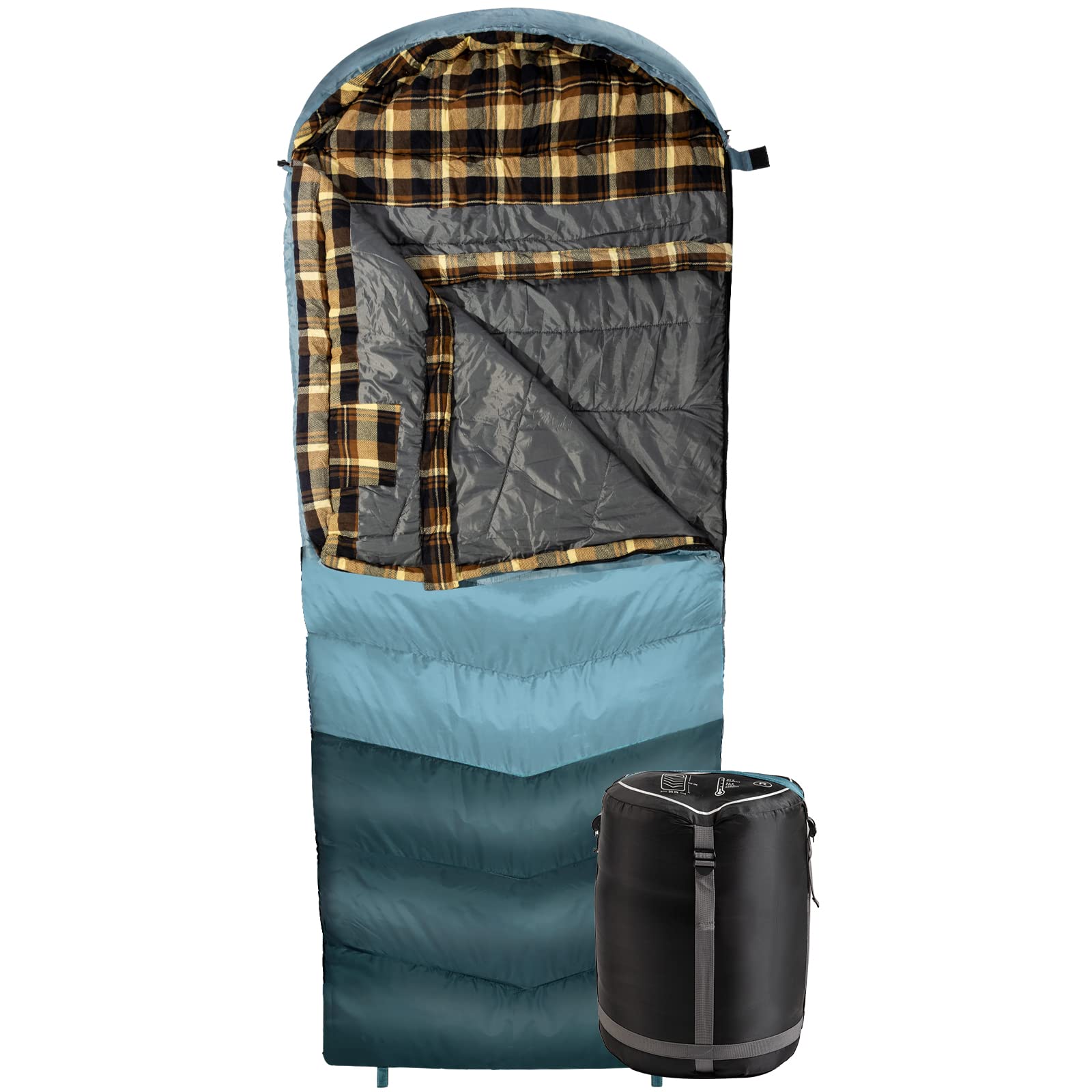 Coastrail Outdoor Sleeping Bag for Adults, 3 Seasons Sleeping Bag Warm and Comfortable for Camping, Traveling, Hiking Portable with Compression Sack, Blue