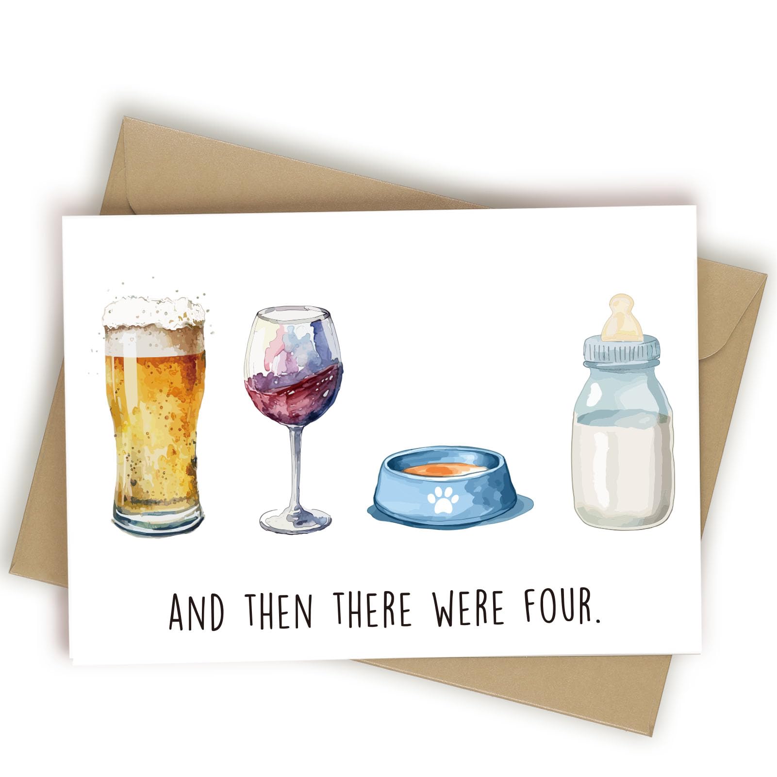 HEALSLA Lovely Baby Shower Card, Funny New Baby Congratulations Card for New Mom Dad Parents, New Born Card for Pregnant Couple, And Then There Were Four