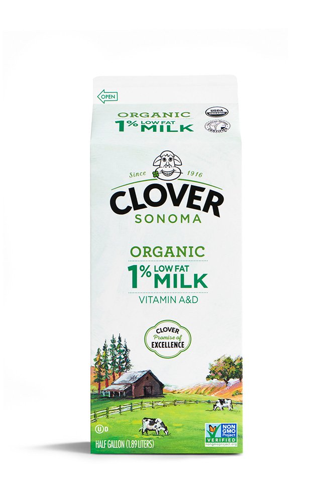 Clover Sonoma, Organic 1% Low Fat Half Milk, Half Gallon, 64 oz