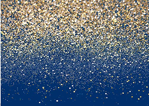 CHAIYA 10X8FT Royal Blue Glitter Backdrop Birthday Backdrop Gold Spots Bokeh Backdrop Wedding Prom Graduation Photography Background…