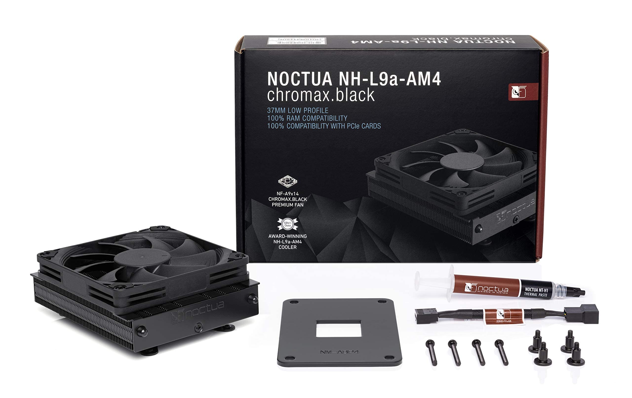 Noctua NH-L9a-AM4 chromax.Black, Premium Low-Profile CPU Cooler for AMD AM4 + NA-FD1 Fan Duct Kit