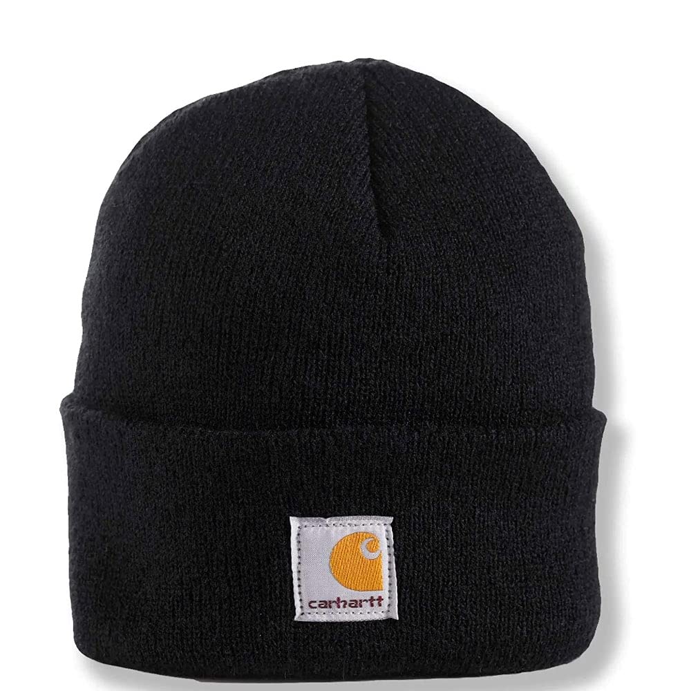 Carhartt Boys Kids' Knit Beanie Watch Cold Weather Hat, Caviar Black, 6-14 Years US