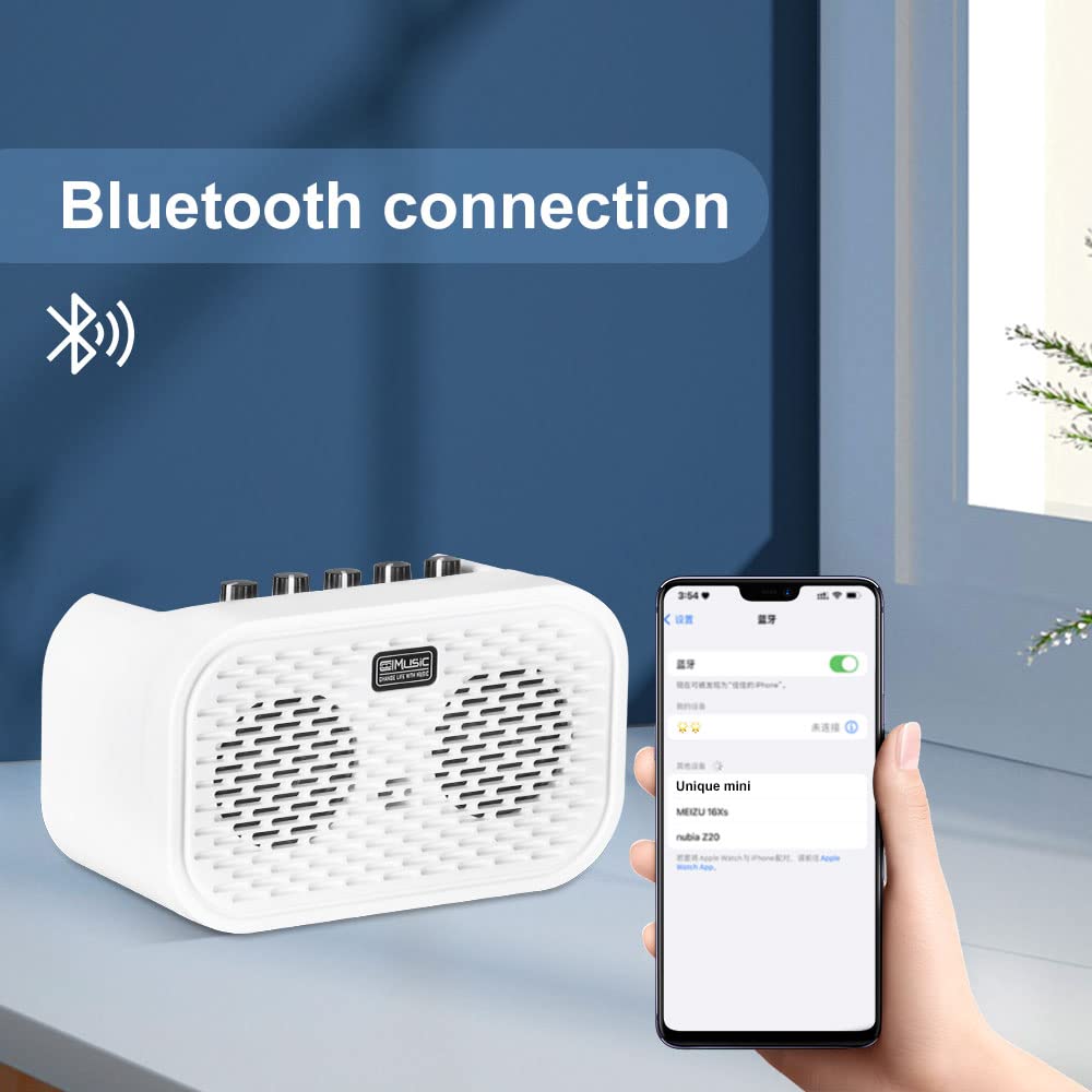Coolmusic 10 Watt Portable Rechargeable Bluetooth Electric Guitar Amplifier with Delay Effect, 3 Band EQ