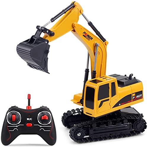 Remote Control Digger,Toy Digger Remote Control Digger Excavator Toys,Engineering Sand Digger Construction Vehicle Toy RC Excavator Toy Cars for Kids(Need to Install Batteries)