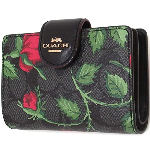 COACH Signature Fairytale Medium Corner Zip Wallet Graphite Red Style No. CC861