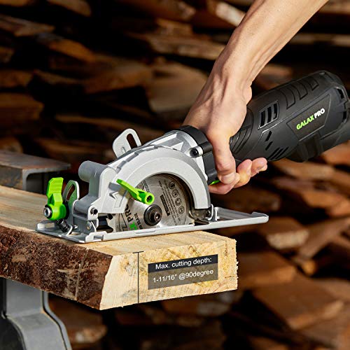 GALAX PRO 5.8 Amp 3500 RPM Circular Saw, Max. Cutting Depth 1-11/16"(90°),1-1/8"(45°)Compact Saw with 4-1/2" 24T and 40T TCT Blades, Vacuum Adapter, Blade Wrench, and Rip Guide