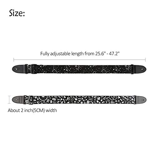WINGOFFLY Guitar Strap Leather Ends Length Adjustable for Electric Guitar Acoustic Guitar Ukulele and Bass Top Grade(Star River)