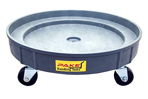 Pake Handling Tools 30 Gallon and 55 Gallon Drum Dolly - Durable Heavy Duty Plastic Drum Cart, 900 lb. Capacity, 5 Swivel Casters