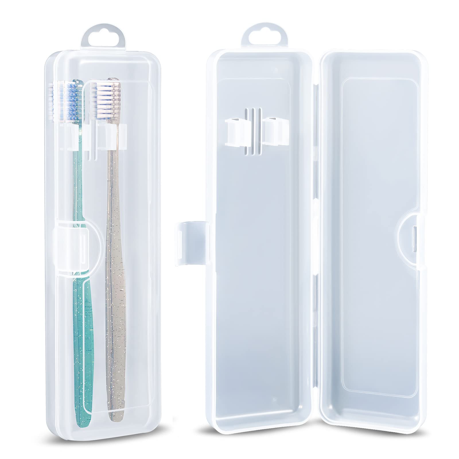 Dual Toothbrush Case for Travel,Toothbrush Container for Manual Tooth Brush for Adult and Kids Toothbrushes