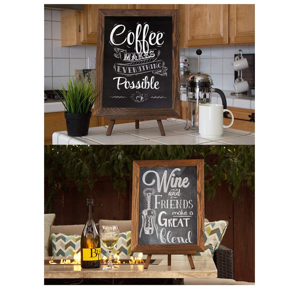 Chalk Board Sign Easel Stand Set - Standing Chalkboard Sign with Stand with Liquid Chalk Markers - Chalkboards to Write on with Stand - Wooden Frame Chalk Board Menu - Large Chalkboard by Peraco