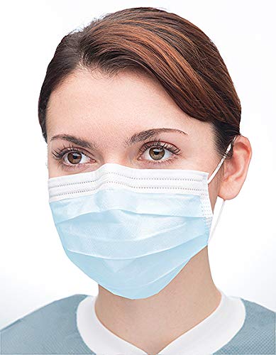 ValuMax 5630E-SB Ultra-3-In-1 Sensitive Disposable Earloop Face Masks, Cellulose Inner Layer, High Filtration, Sky Blue, Box of 50