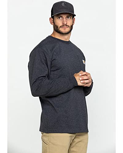 Carhartt Men's Loose Fit Heavyweight Long-Sleeve Pocket T-Shirt, Carbon Heather, REG-M