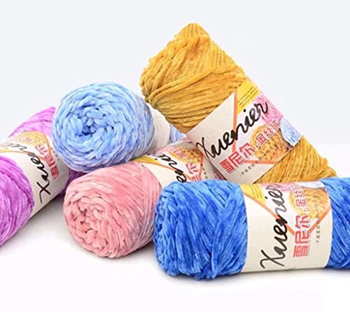 Navy Blue Solid Color Hand Woven Thick Crochet Thread Chenille Velvet Yarn Soft Wrapping for Craft Scarves Sports Blankets 100g