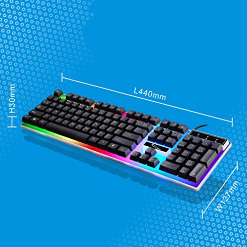 OSALADI Mouse Mechanic Keyboard RGB Gaming Keyboard and LED Ergonomic Mechanical Gaming Keyboard USB Wired Backlight Gaming and Keyboard Set for PC Computer Gaming and Work ( Black )