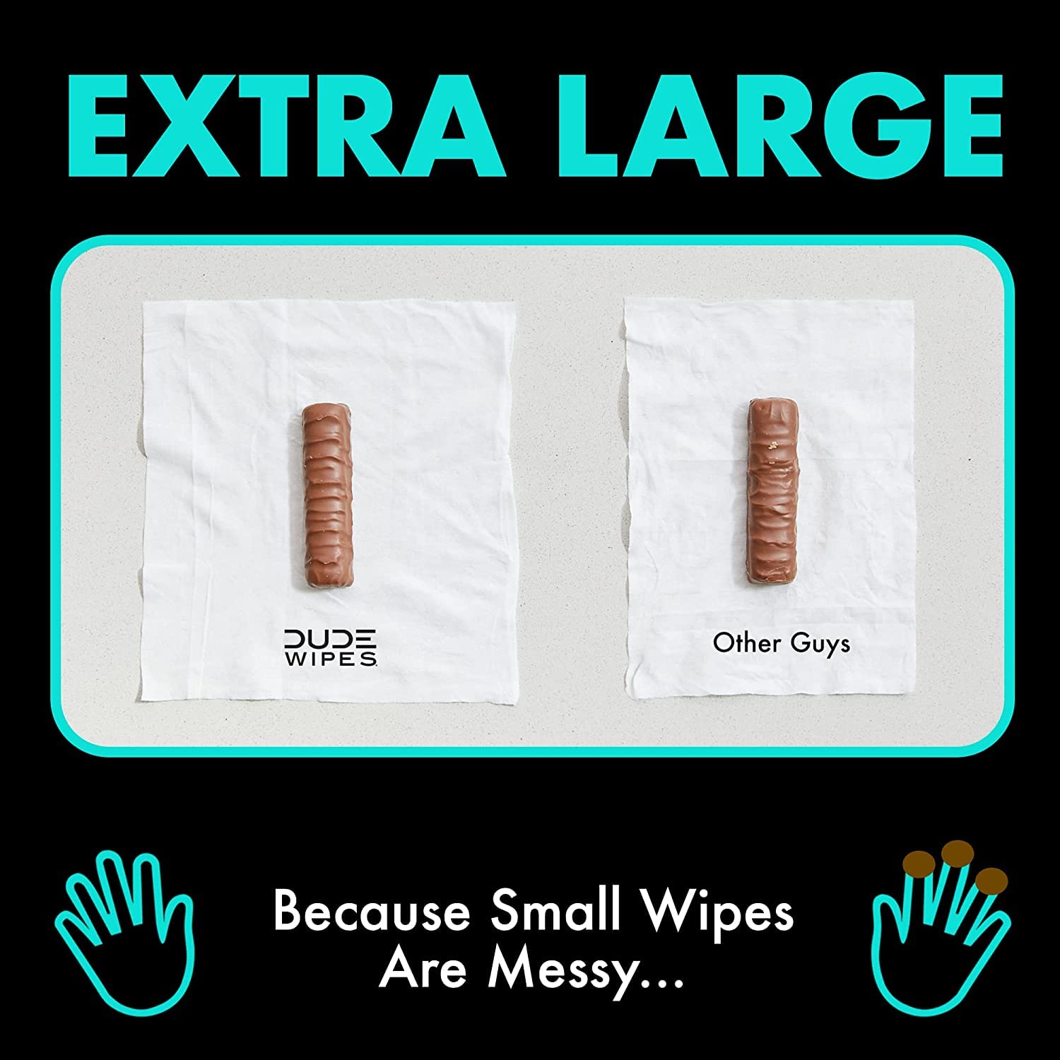 DUDE Wipes - Flushable Wipes - 8 Pack, 400 Wipes - Mint Chill Extra-Large Adult Wet Wipes - Eucalyptus & Tea Tree Oil - Septic and Sewer Safe