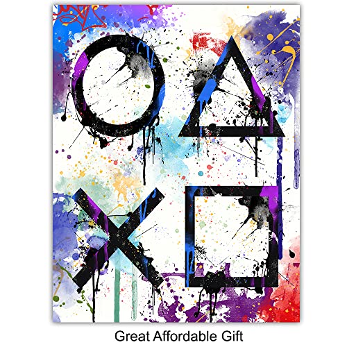 Game Room Decor - Video Arcade Remote Control Wall Decor Poster - Gift for Gamers, Men, Teens - Xbox, PS4, PlayStation, Video Game, Arcade - Gaming Controller Art - Dorm, Bar, Boys Room, Kids Bedroom