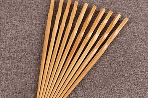 JapanBargain 3650, Bamboo Chopsticks Reusable Japanese Chinese Korean Wood Chop Sticks Hair Sticks 5 Pair Gift Set Dishwasher Safe, 9 inch, Twist