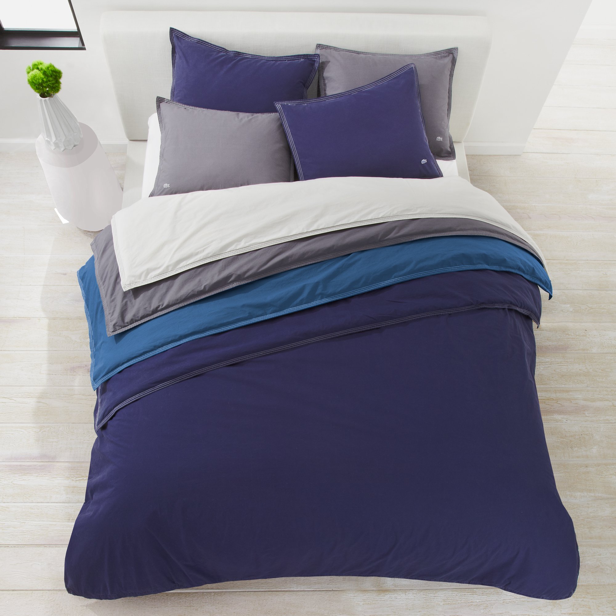 Lacoste Washed Solid Duvet Set, Castle Rock, King