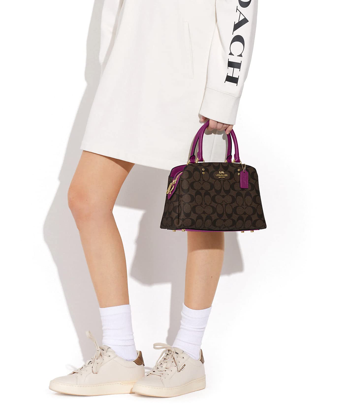 Coach Women's Mini Lillie Carryall, Brown/Dark Magenta
