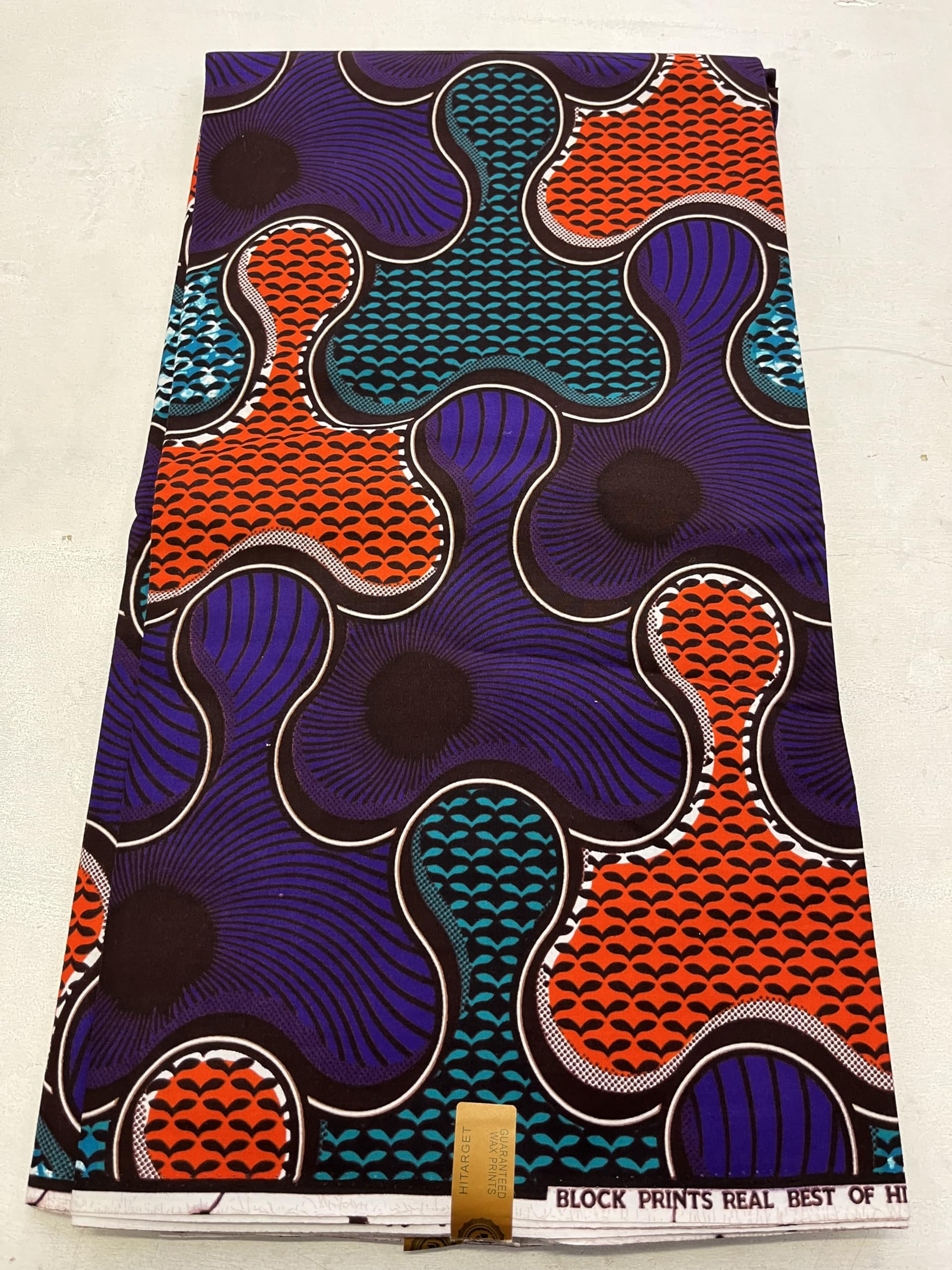 Classical Design African Guaranteed Wax Block Prints Fabric/African Ankara Wrapper Fabric Wax Fabrics /-Sell by 6 Yards-100% Cotton-for Dresses- Purple, Orange, Teal-Green, Burgundy, White,
