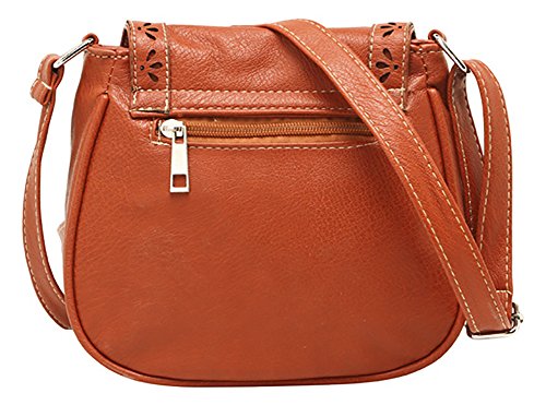 Women's PU Hollow Shoulder Bag Crossbody Bag Front Belt Messenger Bag Red