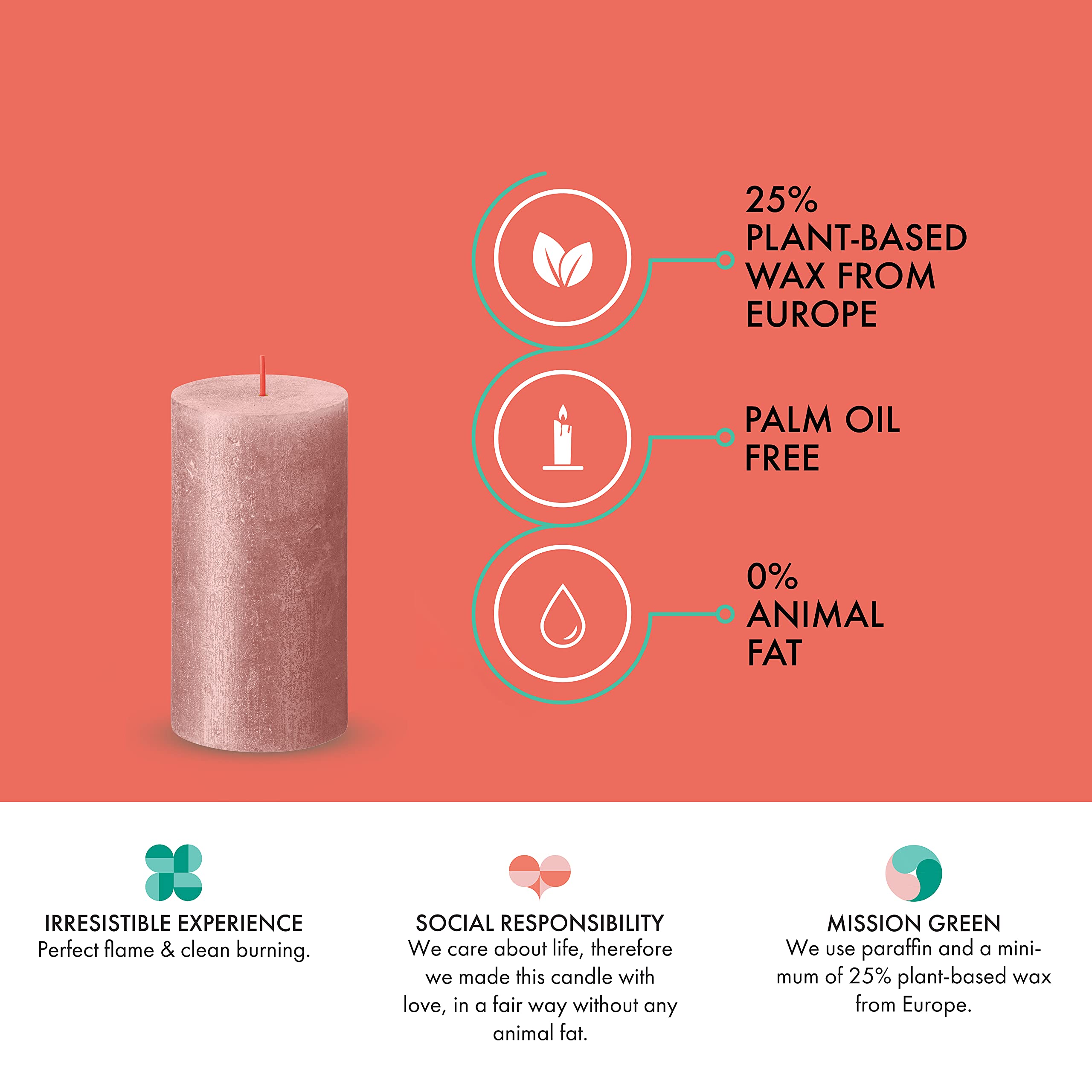 BOLSIUS Pink Shimmer Metallic Pillar Candles 4 Pack - 2.75 X 5 Inches - Premium European Quality - includes Natural Plant-Based Wax - Unscented Dripless Smokeless 60 Hour Party & Wedding Candles