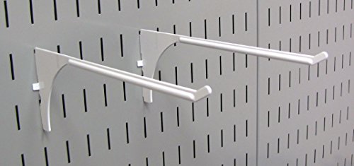 Wall Control Pegboard 9in Reach Extended Slotted Hook Pair - Slotted Metal Pegboard Hooks for Wall Control Pegboard and Slotted Tool Board – White