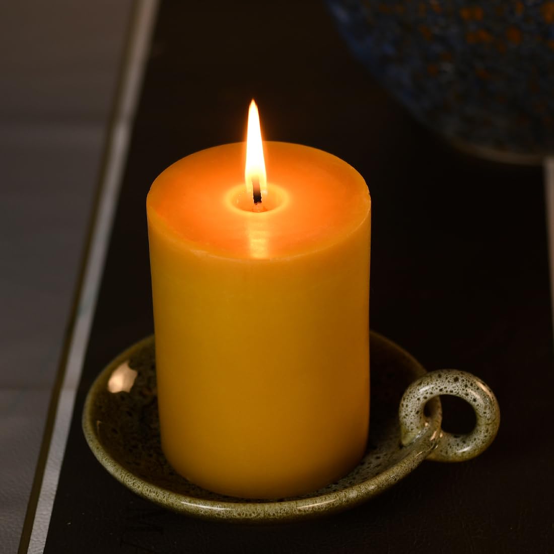JONERAY Beeswax Pillar Candles 3x4Inch, Pure Natural Beeswax Candles - Unscented, Long Lasting Burn Time, Smokeless and Dripless