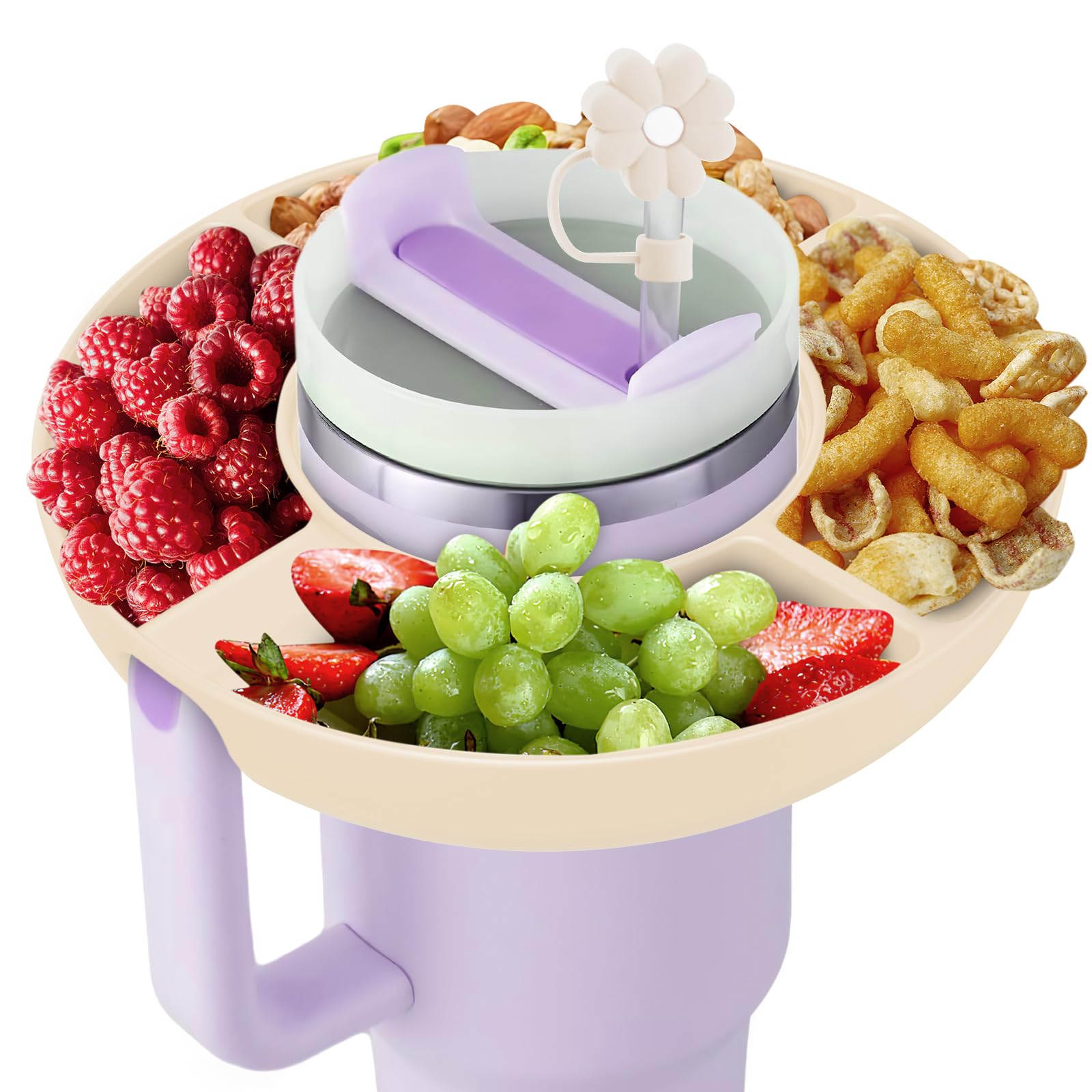 insefocc Stanley Cup 30 oz Snack Bowl with Handle, Compatible with Stanley Cup 30 oz Snack Bowl with Handle, Reusable Snack Bowl, Stanley Accessories, Silicone (White Snack Bowl)