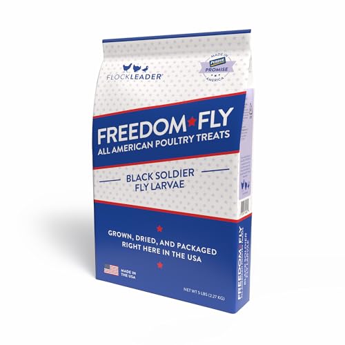 FLOCKLEADER Freedom Fly, All American Dried Black Soldier Fly Larvae Poultry Treats, 5 lb
