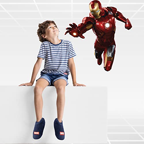Marvel Socks and House Slippers, Captain America Fuzzy Baba House Slipper Socks for Kids, Grippers, 2-Pack Kids Fuzzy Socks