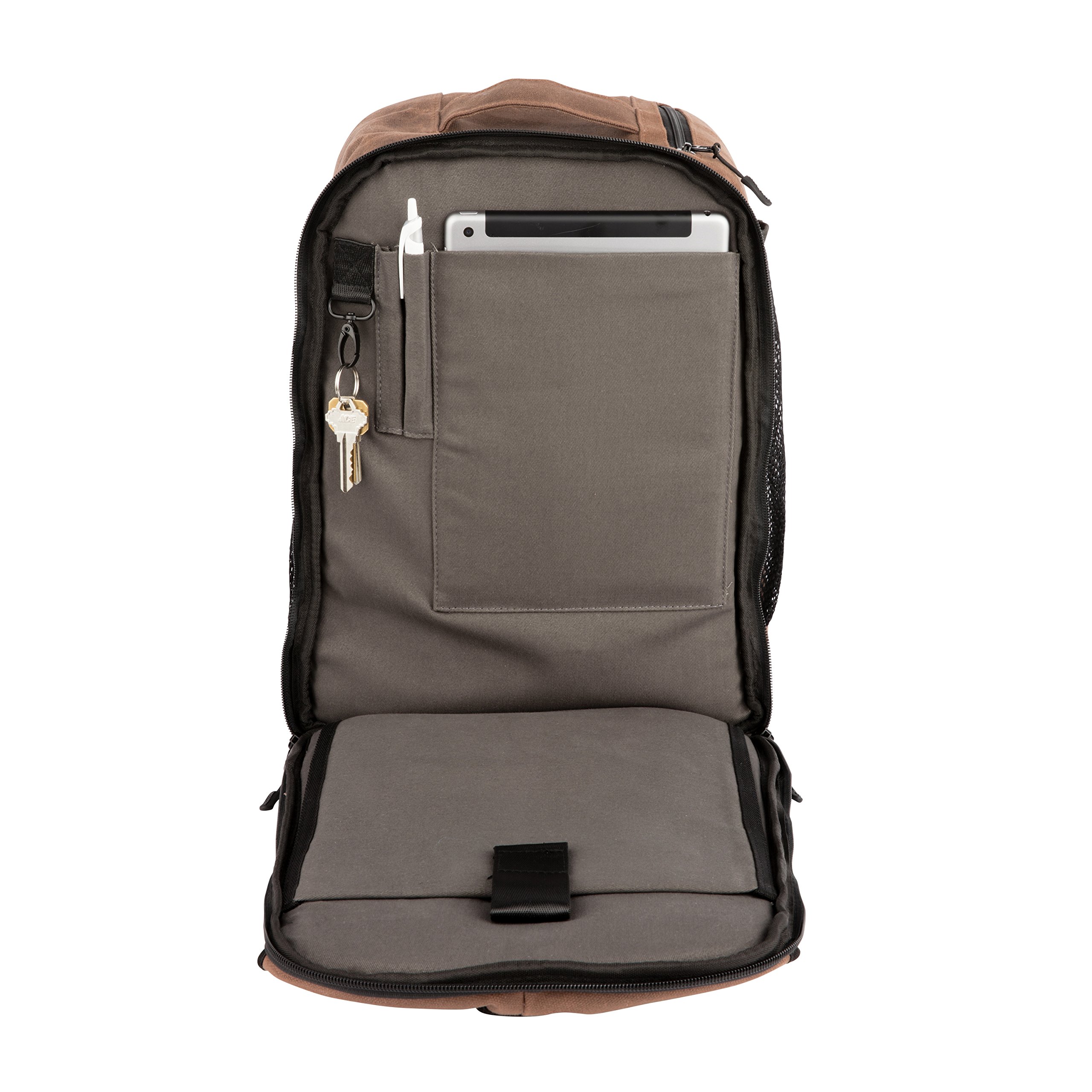 EDC Meal Prep Backpack by Evolutionize - Full Meal Management System - Holds 6 Meals - Includes Portion Control Meal Prep Containers + Ice Pack (Backpack - 6 Meal, Brown (Waxed Canvas))