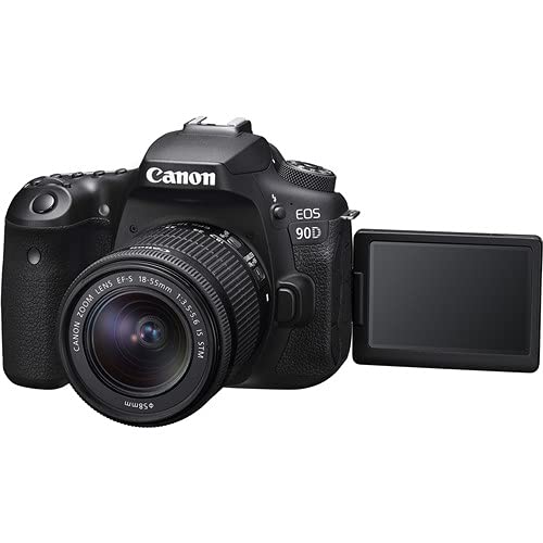 Canon EOS 90D DSLR Camera with 18-55mm is STM Zoom Lens & 75-300mm III Lens Bundle + 64GB Memory, Case, Tripod, Extra Battery and More