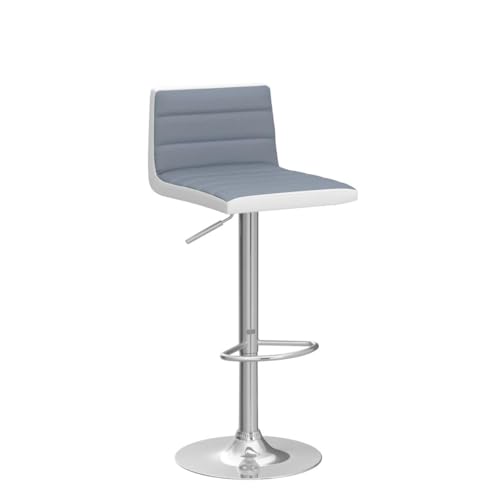 COSTWAY Adjustable Bar Stools Set of 4, Modern Swivel PU Leather Bar Chairs with Back, Footrest, Counter Height Upholstered Barstools for Kitchen Island Dining Living Room Bistro Pub Cafe, Grey+White