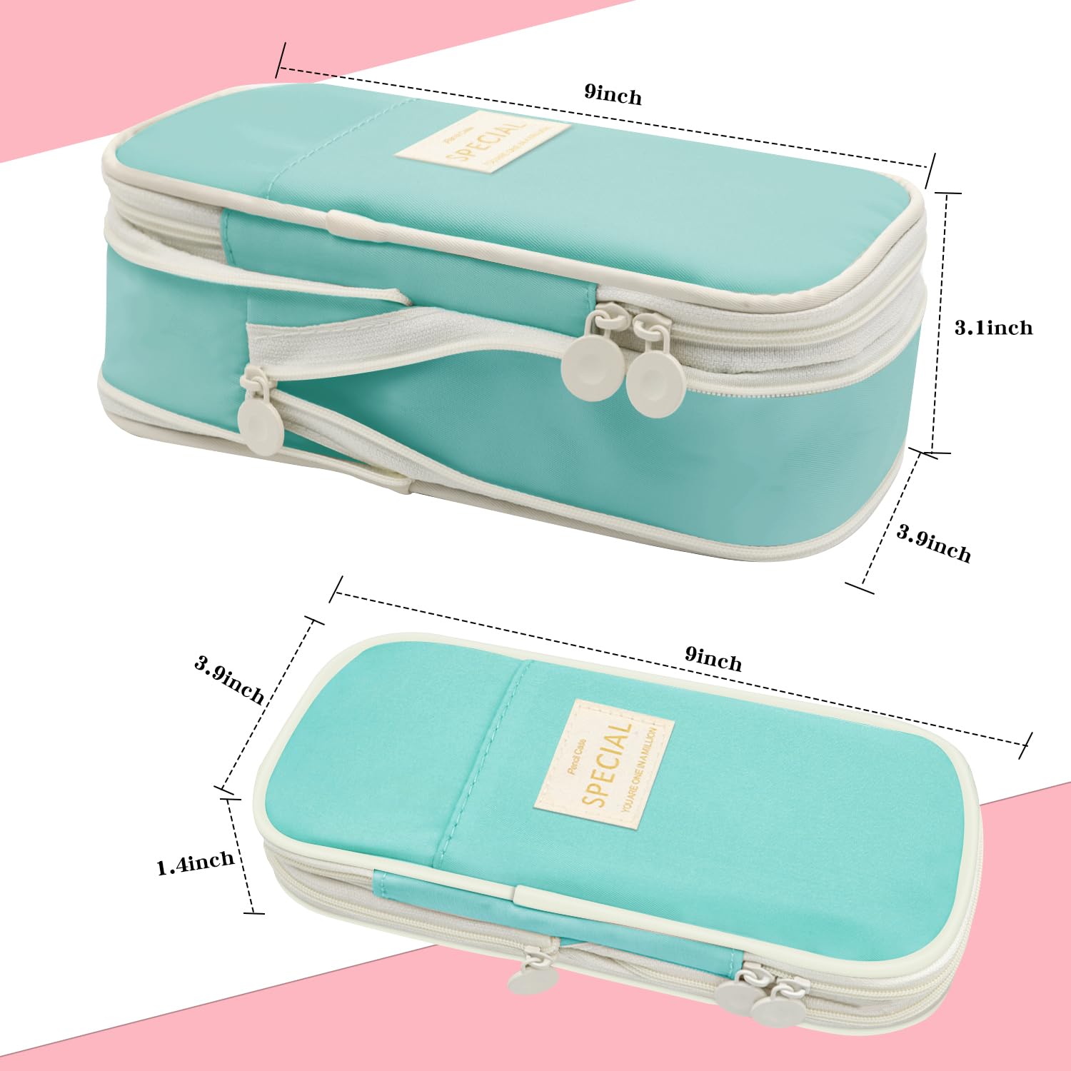 Eliamo Large Capacity Pencil Case with Zipper for Office and School, Pen Bag for Students and Adults for School Supplies Storage or Cosmetic Storage, Blue