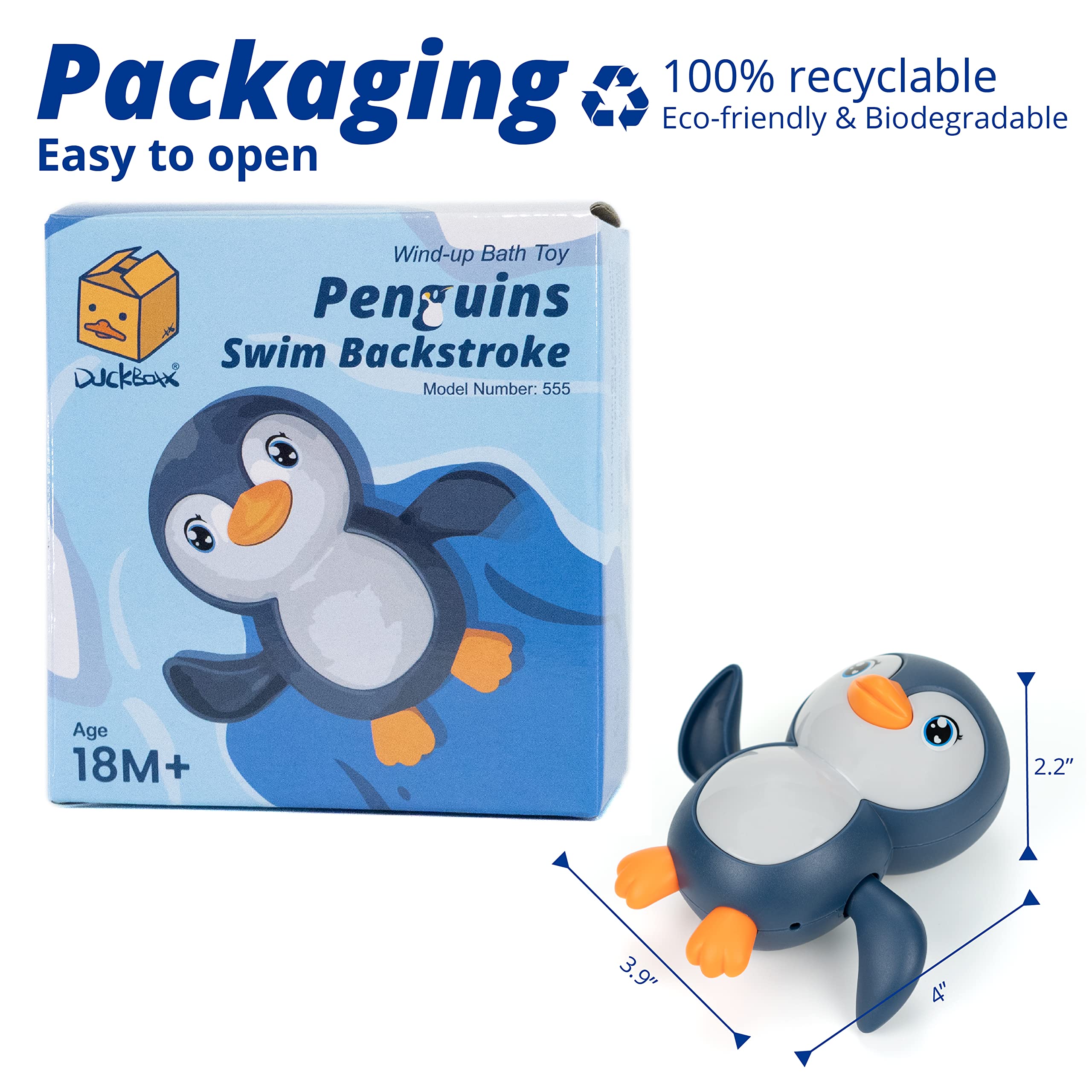 DUCKBOXX XX Bath Toys Wind up Backstroke Swimming Penguins for Kids 18M+ (Red)