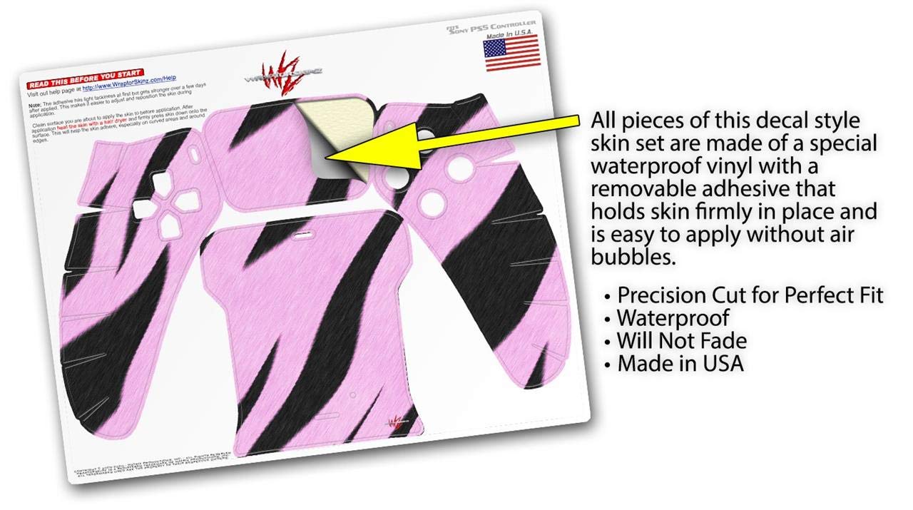 WraptorSkinz Skin Wrap compatible with Sony PS5 DualSense Controller Zebra Skin Pink (CONTROLLER NOT INCLUDED)