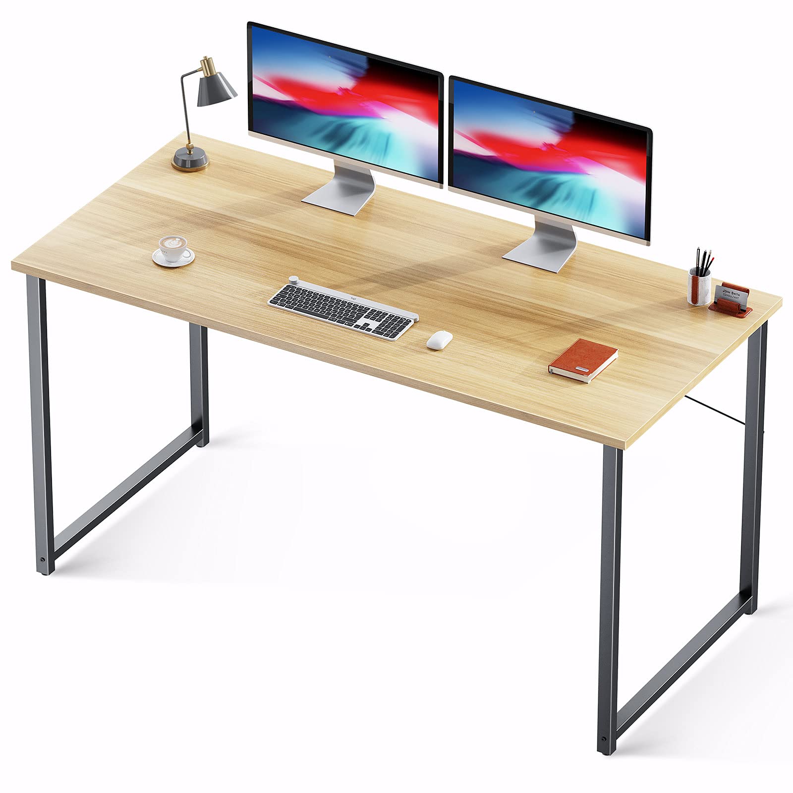 Coleshome 55 Inch Computer Desk, Modern Simple Style Desk for Home Office, Study Student Writing Desk,Walnut