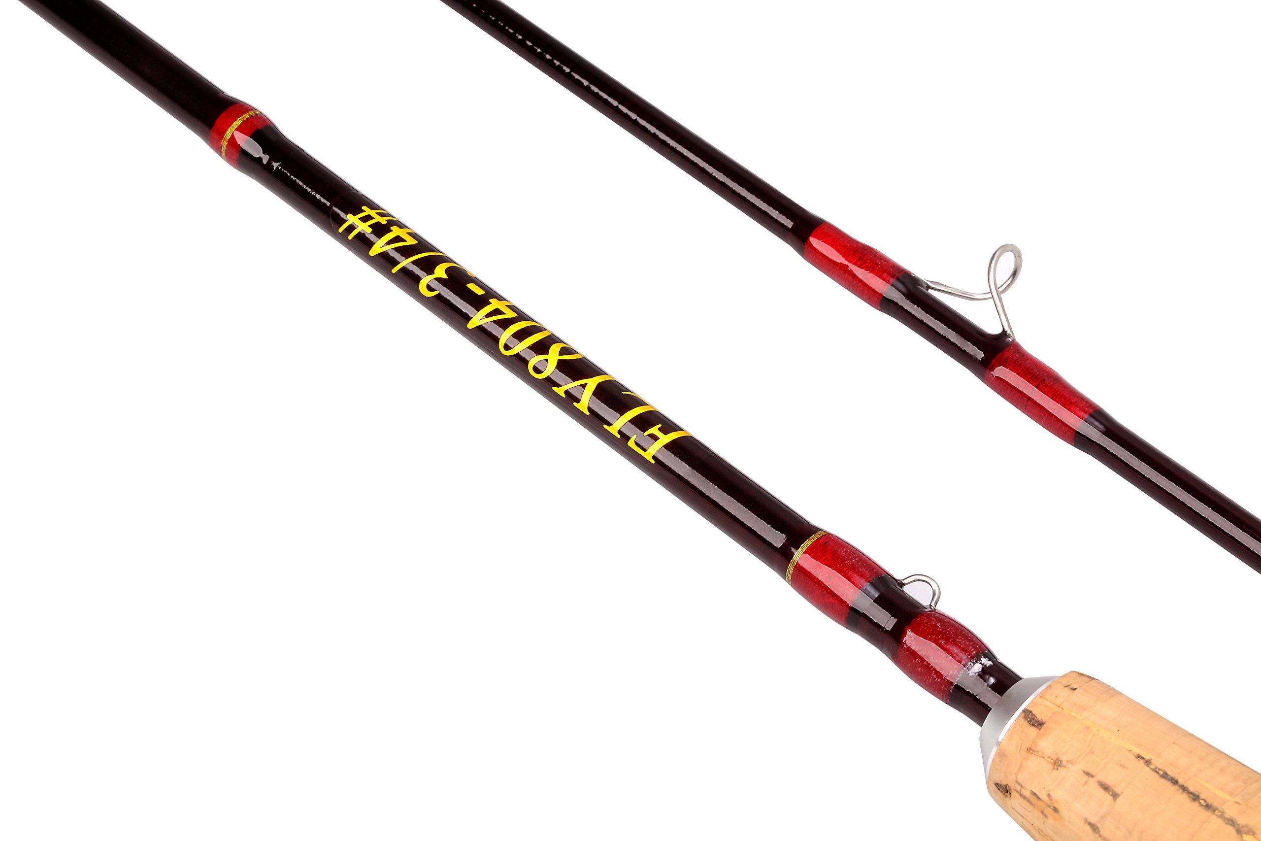 CHANNELMAY 8' 4 Pieces #3/4 Carbon Fiber Fly Fishing Rod Pole 2.44M Length Light Feel Medium-Fast Action