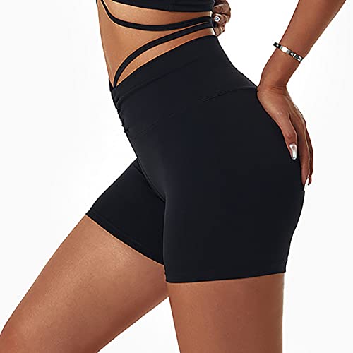 CATOO High Waist Patchwork Moisture Wicking Fitness Short Shorts Machine Washable Yoga Shorts For Running (XL)