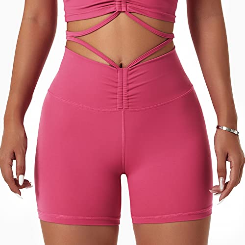 CATOO High Waist Patchwork Moisture Wicking Fitness Short Shorts Machine Washable Yoga Shorts For Running (M)
