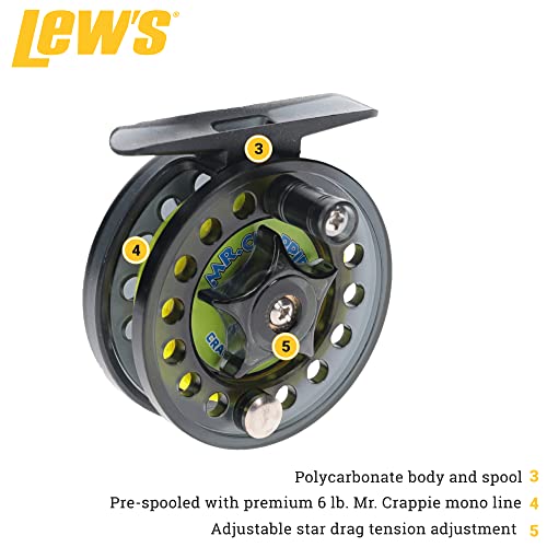 Lew's Crappie Thunder Jigging Fishing Reel, 2 Bearing System, Right-Hand Retrieve, Crappie Thunder Green