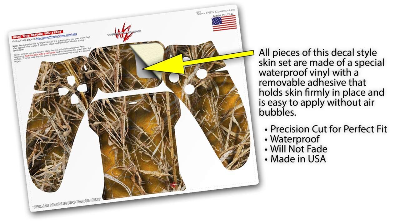 WraptorSkinz Skin Wrap compatible with Sony PS5 DualSense Controller WraptorCamo Grassy Marsh Camo Orange (CONTROLLER NOT INCLUDED)