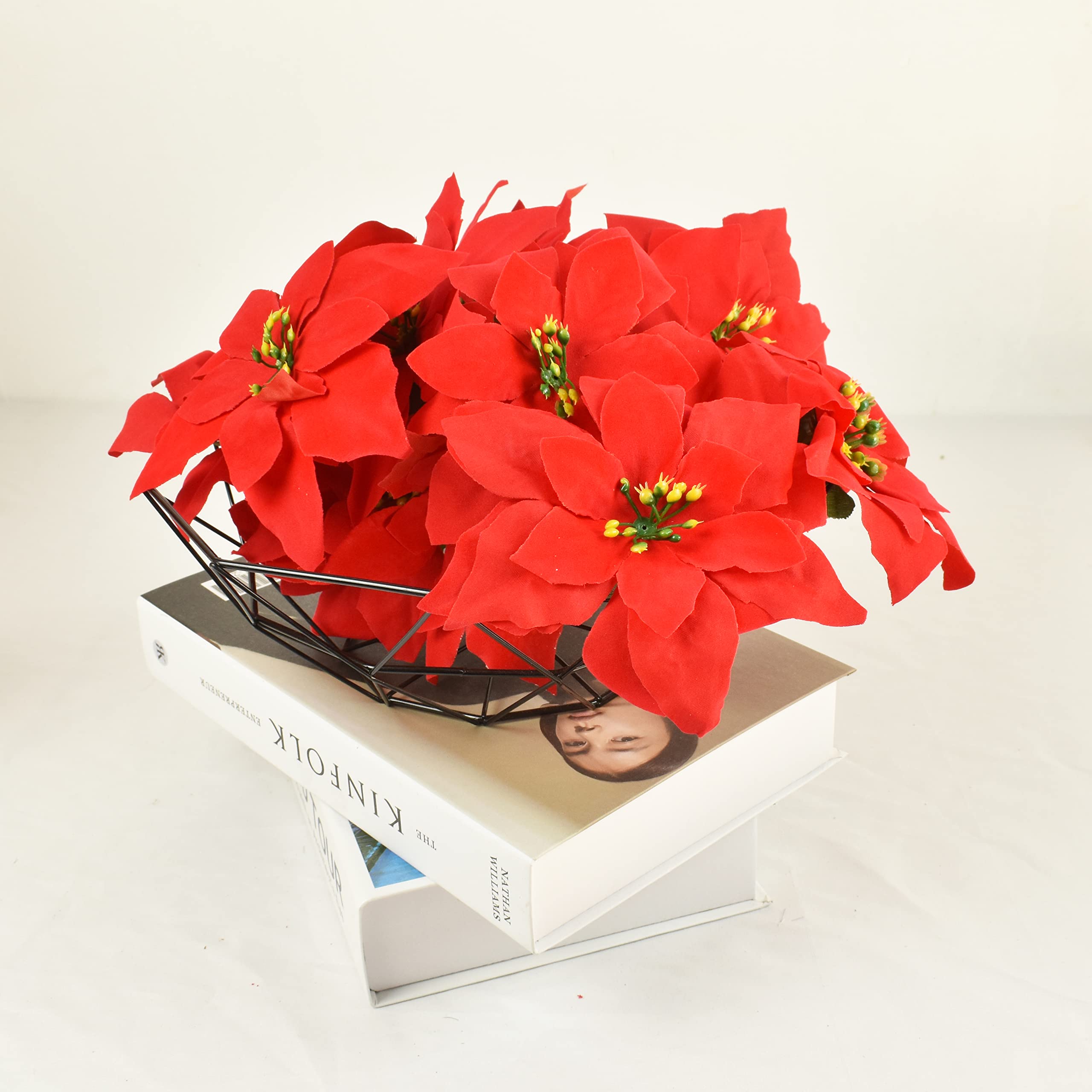 WISTART 30Pcs Christmas Artificial Poinsettia Flowers