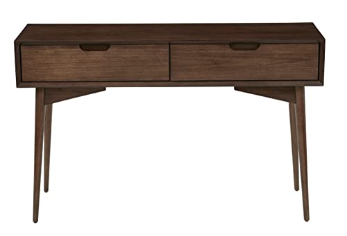 OSP Home Furnishings Copenhagen Mid-Century Modern 2 Drawer Console Table Walnut Finish