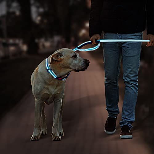Tpotato Reflective Dog Collar And Leash Set,Adjustable Neoprene Padded Nylon Collars, 6 FT Heavy Duty Dog Leash 2 Comfortable Handles Safety Locking Buckle for Puppy Small Medium Extra Large Breed Dog