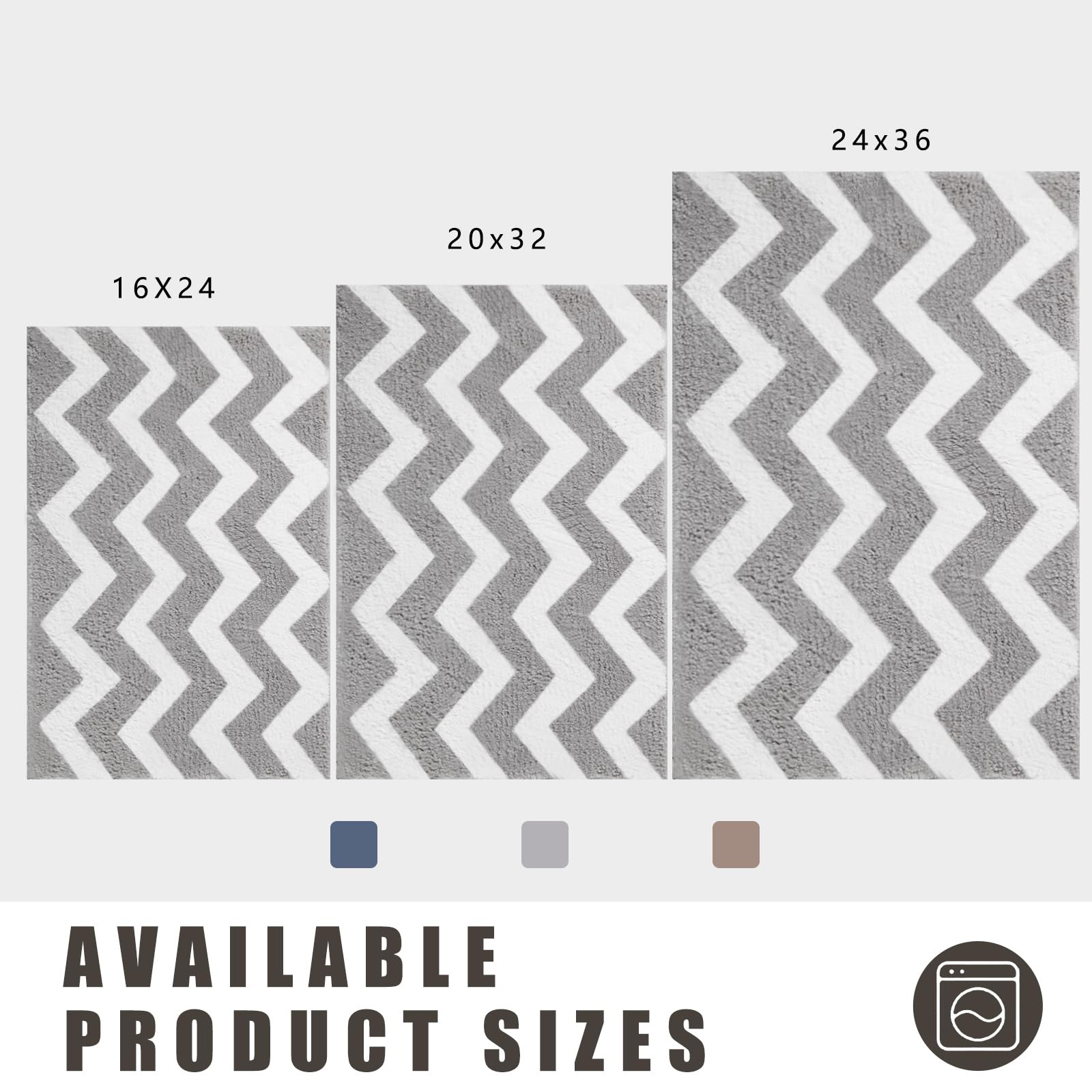 Carmoion Bathroom Rug, Non-Slip Microfiber Plush Bath Mat, Machine Washable and Super Absorbent Bath Rug, Comfortable Soft Bathroom Mat for Tub, Shower, Sink, Grey, 24" x 16"