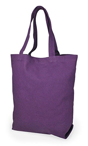 DII CAMZ33546 100% Cotton, Machine Washable Heavy Duty Canvas Reusable Shopping Tote Bag, Natural and Eggplant Damask, Set of 3